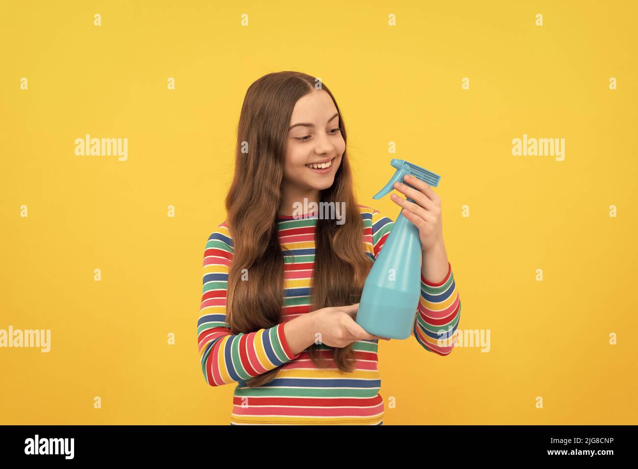 Right solution for every spray task. Happy child hold spraying bottle ...