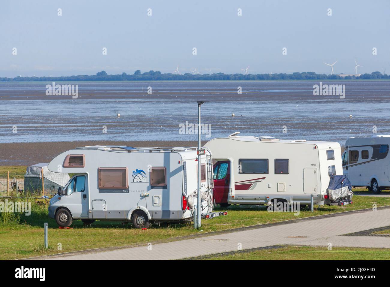 Campsite on the beach, Nordseebad Dangast, Varel-Dangast, Lower Saxony ...