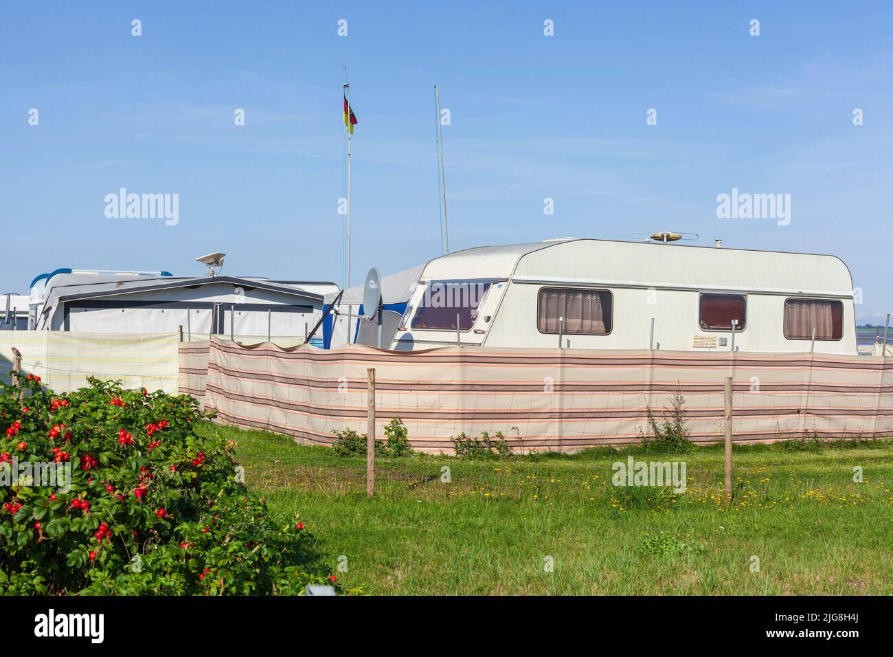 Campsite on the beach, Nordseebad Dangast, Varel-Dangast, Lower Saxony, Germany, Europe Stock ...