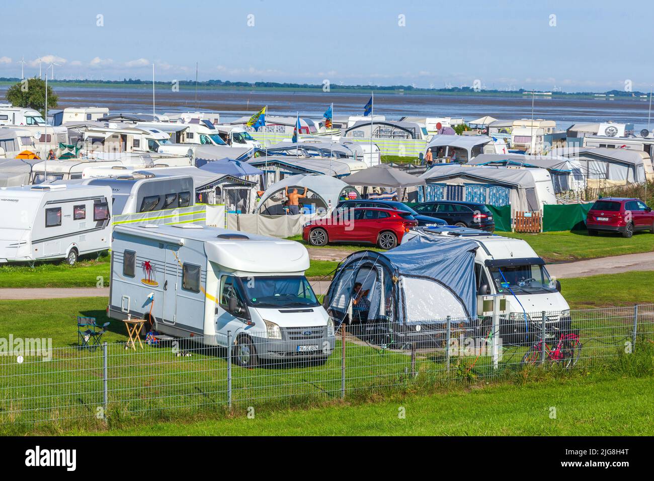 Campsite on the beach, Nordseebad Dangast, Varel-Dangast, Lower Saxony ...