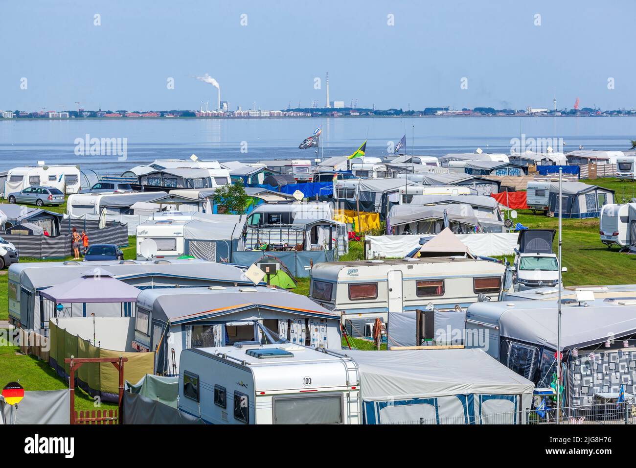 Campsite on the beach, Nordseebad Dangast, Varel-Dangast, Lower Saxony ...