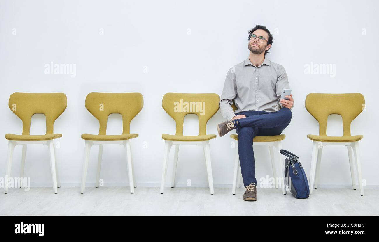 This could be the first day of a bright future. Shot of a young man day ...