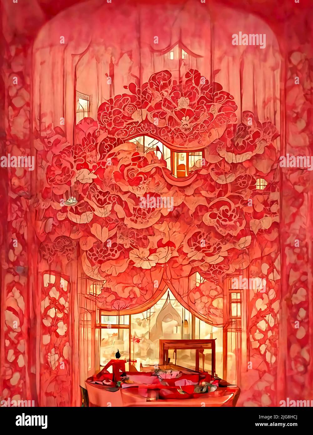 red cloud Chinese style decorative painting Stock Photo - Alamy