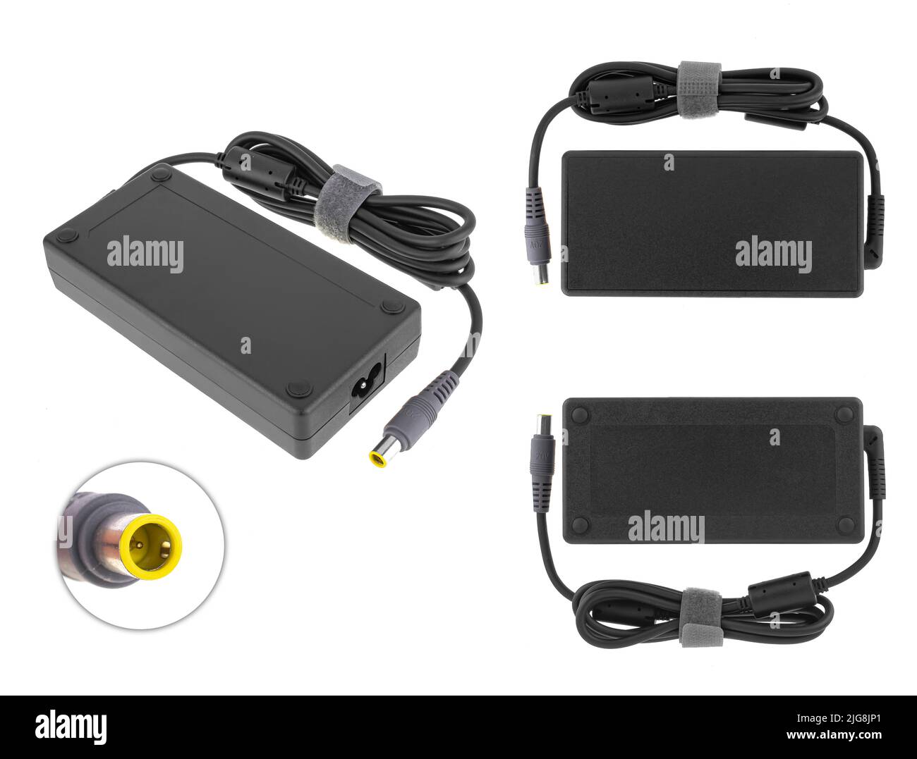 laptop power adapter, laptop spare part on white background collage ...