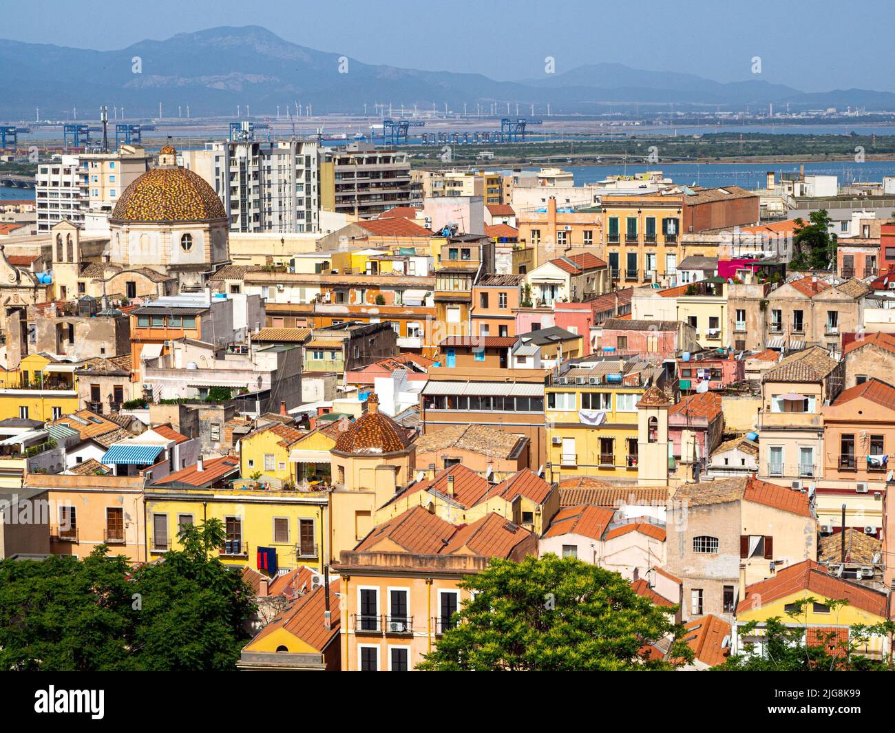 A rooftop view of the Cagliari cityscape in Sardinia, Italy Stock Photo ...