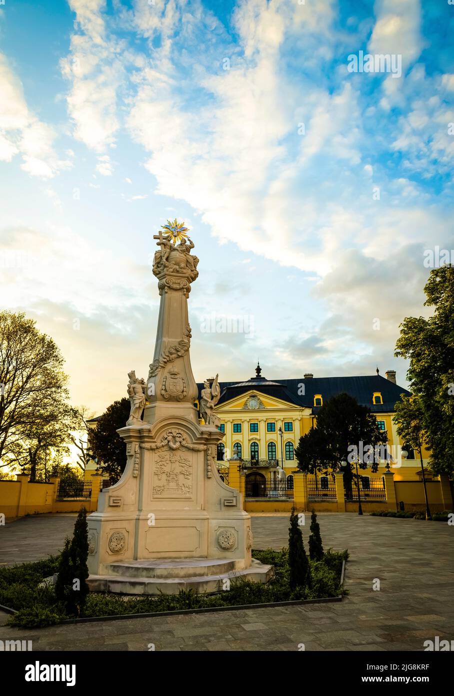 A vertical shot of the Holy Trinity Column in the Holy Trinity Square ...