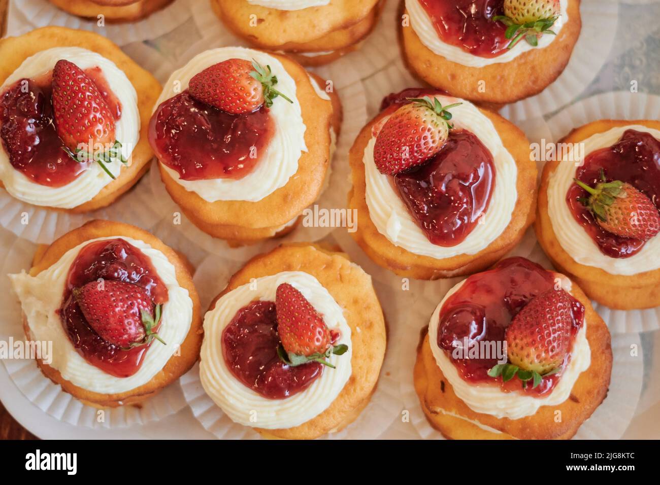 A top view of sweet strawberry canapes Stock Photo - Alamy