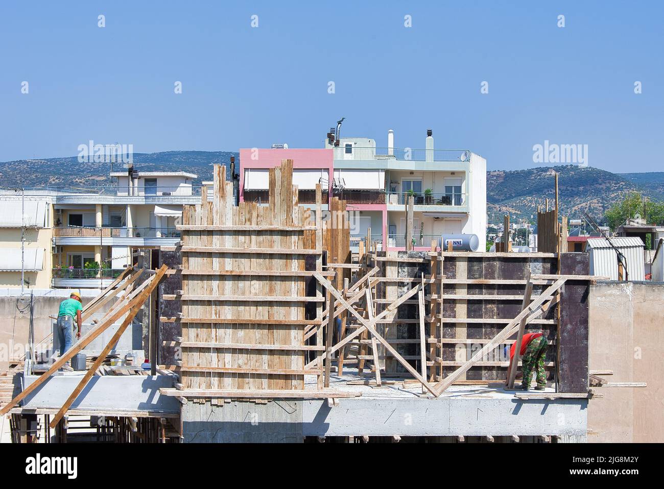 construction workers work, construction apartment building Stock Photo ...