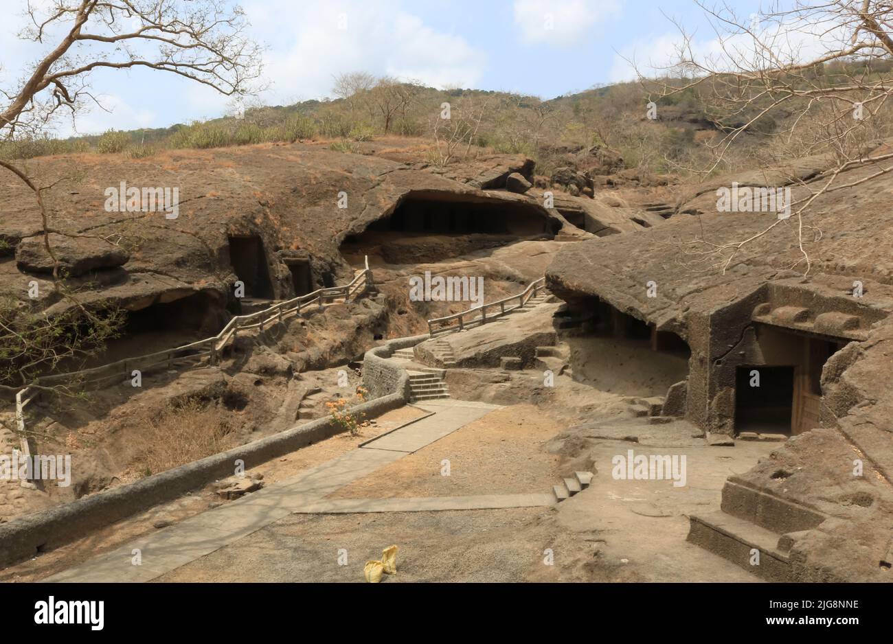 The external view of kaneri caves. Stone work, rock Stock Photo - Alamy