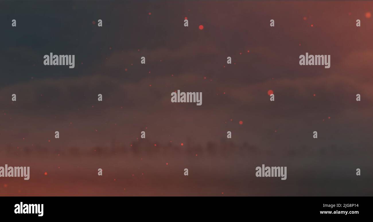 Image of glowing spots over cityscape and sky Stock Photo - Alamy