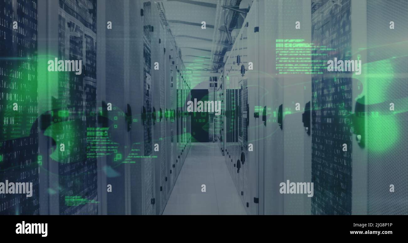 Image of data processing over server room Stock Photo - Alamy