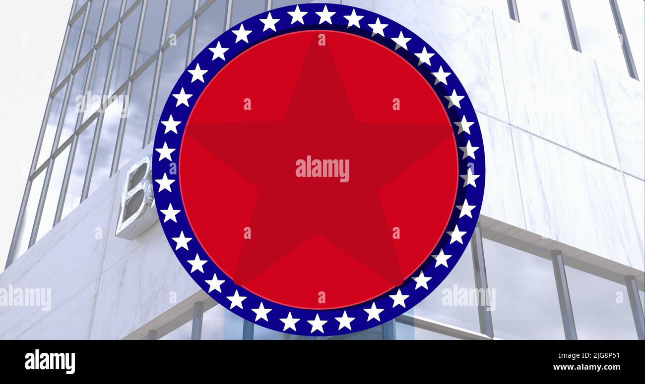 Image of circle and stars over building Stock Photo - Alamy