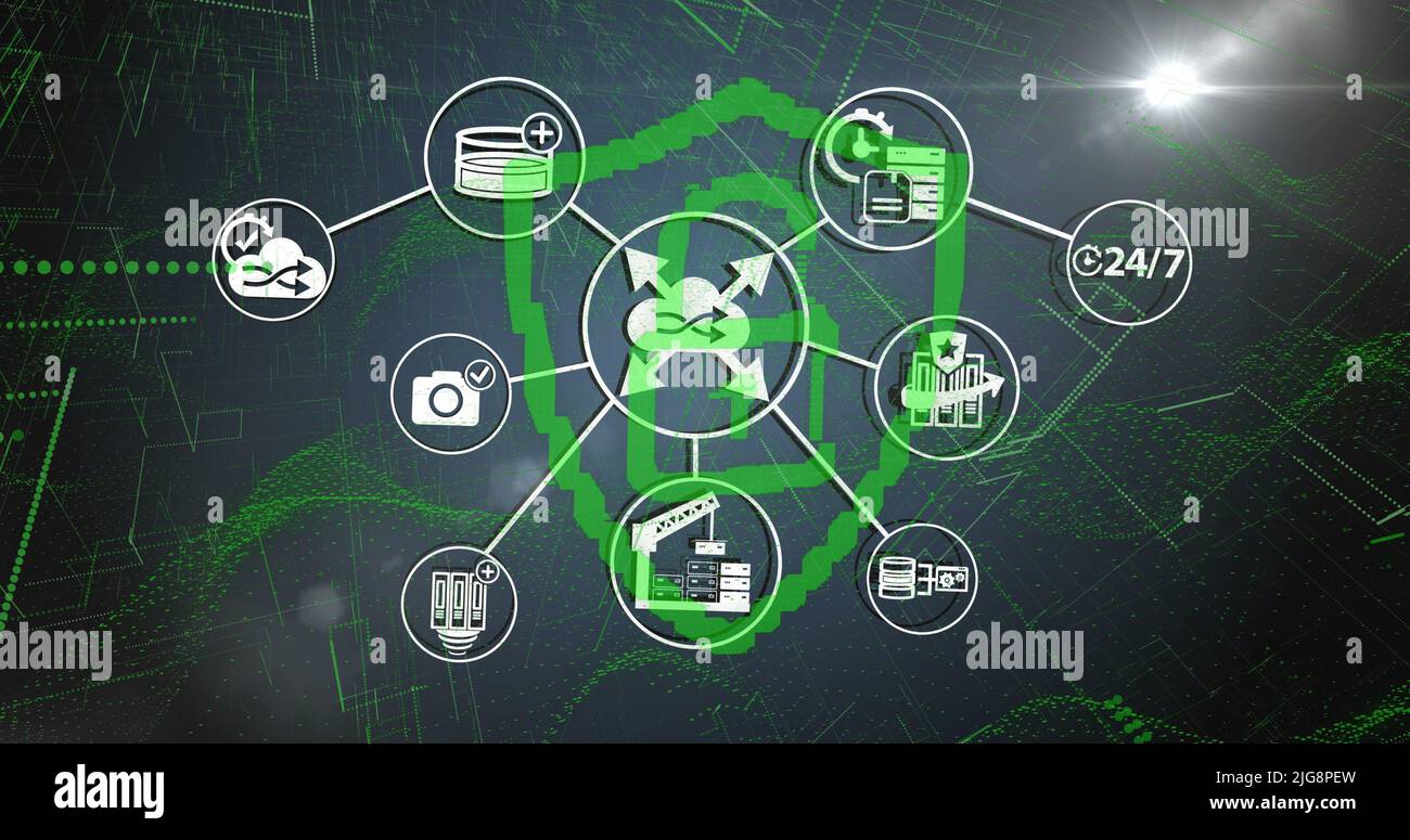 Image of data processing over blue background Stock Photo - Alamy