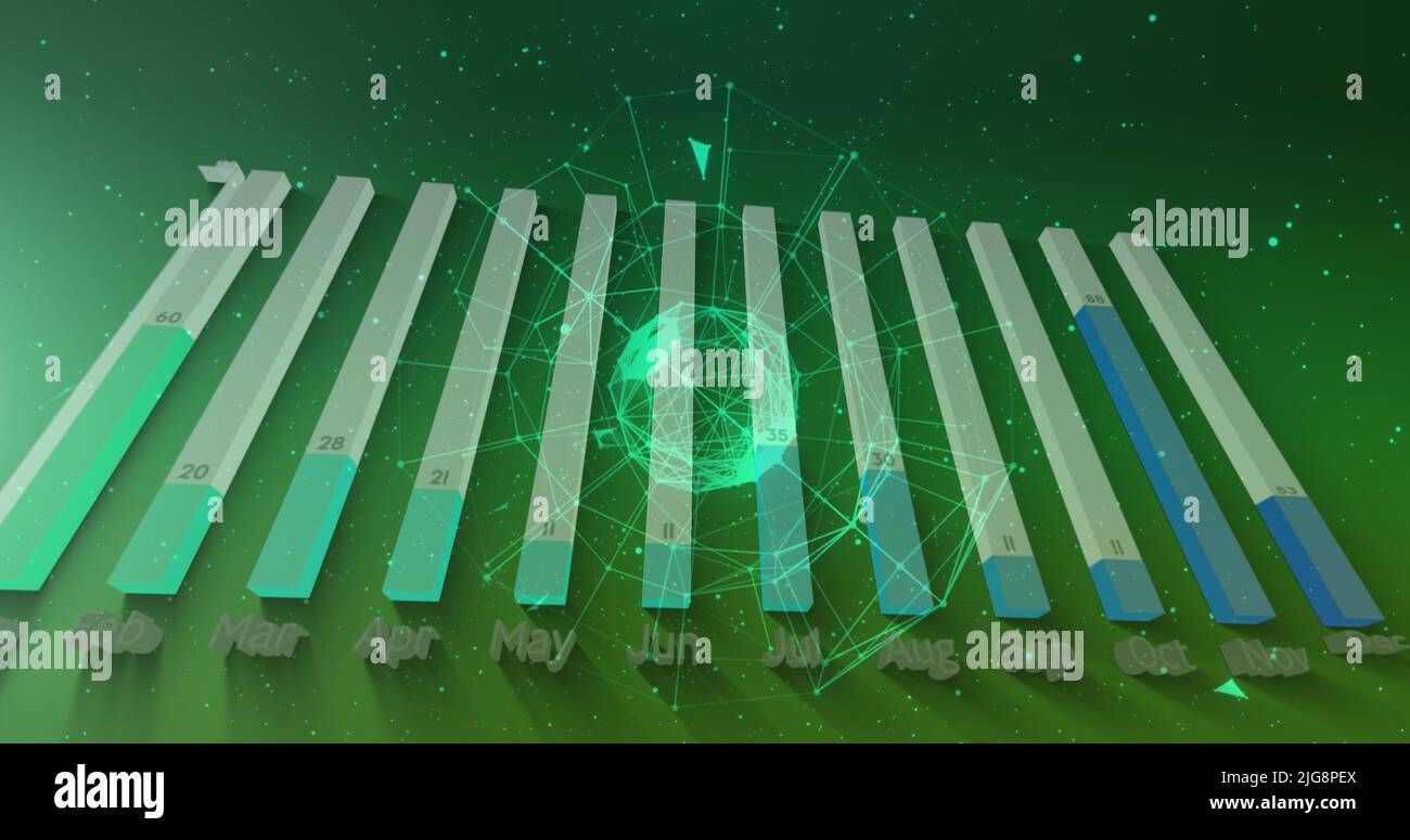 Image of data processing over green background Stock Photo - Alamy