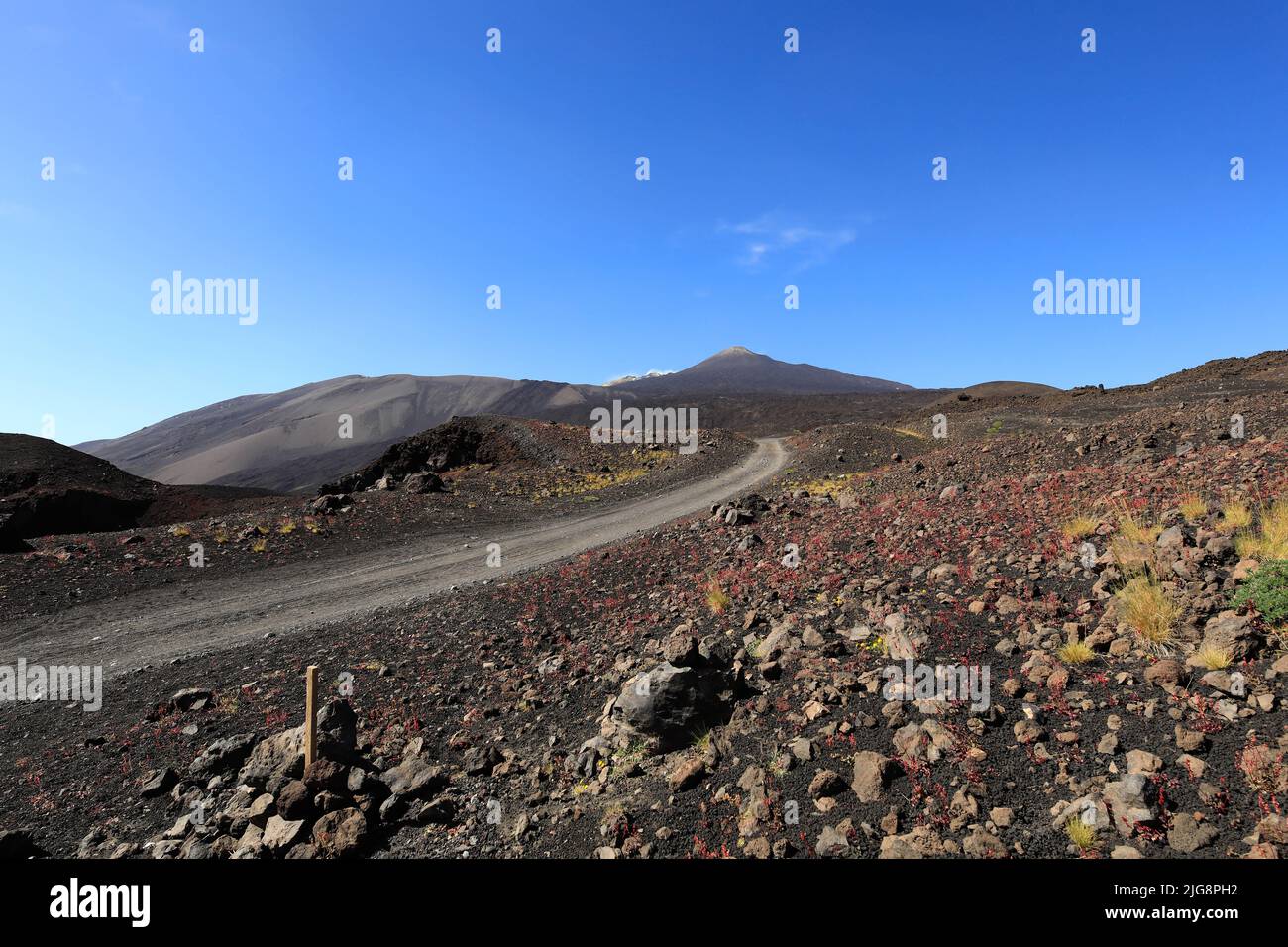 Etna panoramic view - Path leading to the top crater Stock Photo - Alamy