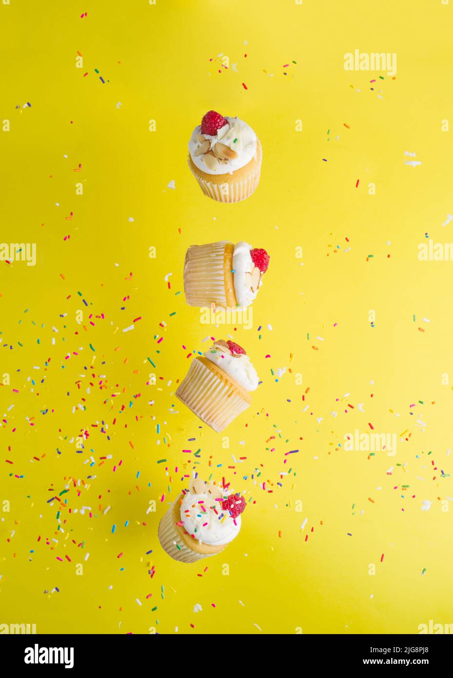 Festive composition. On a bright yellow background with multi-colored ...
