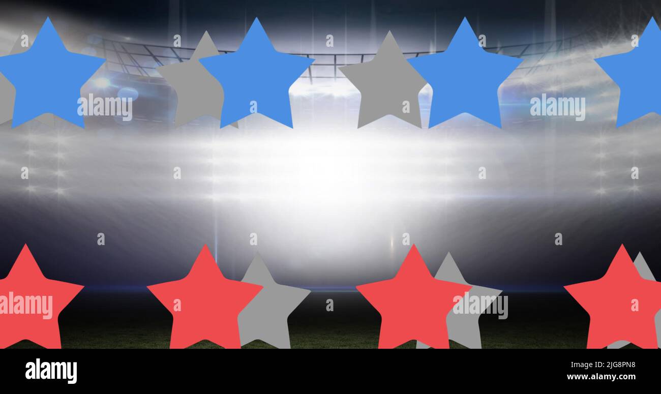 Image of stars moving over stadium Stock Photo - Alamy