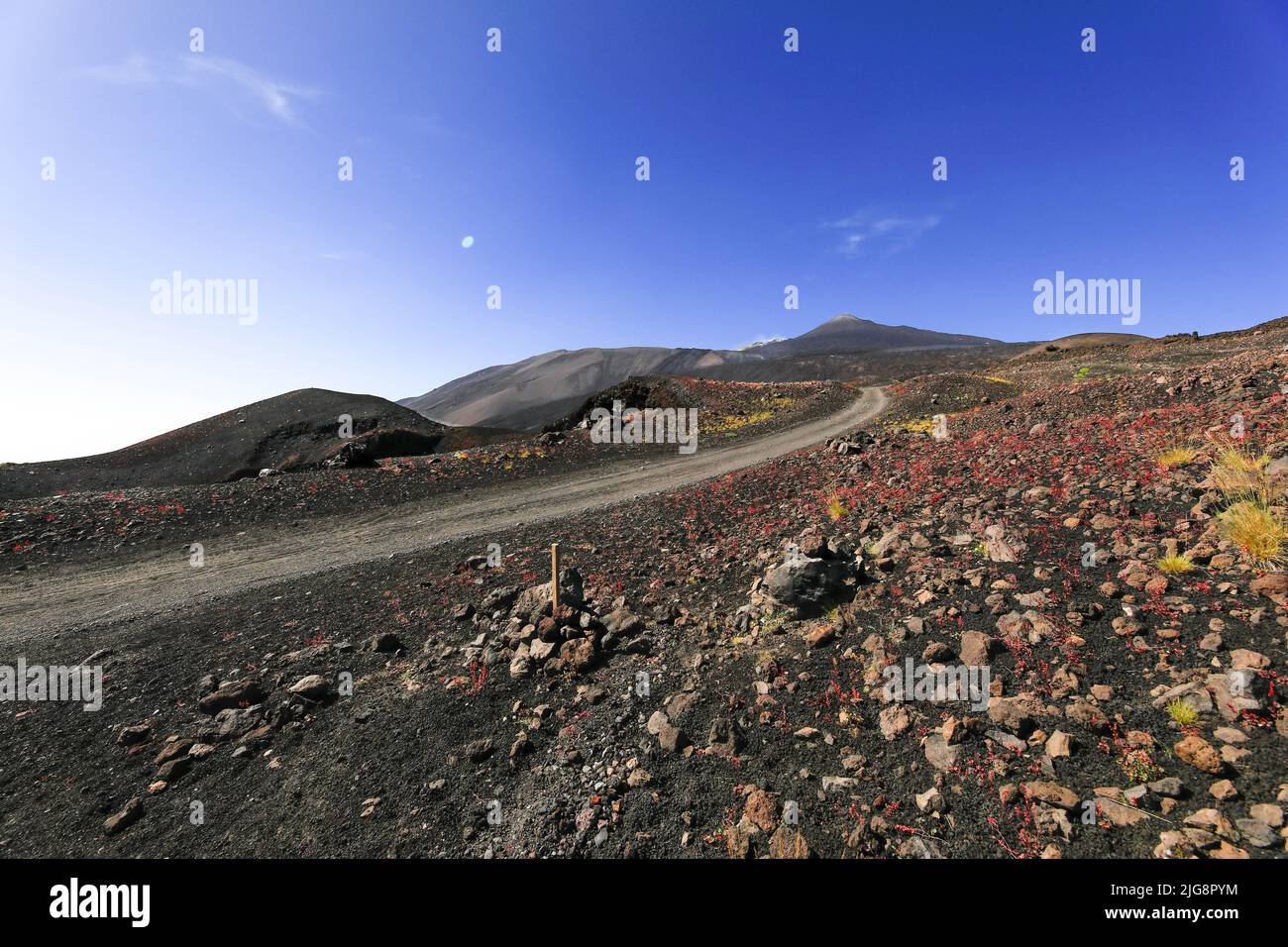 Etna panoramic view - Path leading to the top crater Stock Photo - Alamy