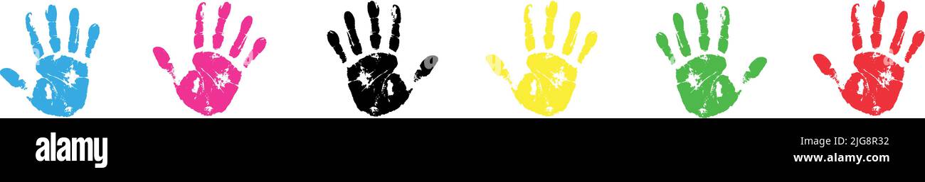 A vector illustration of a set of colorful handprints Stock Vector ...
