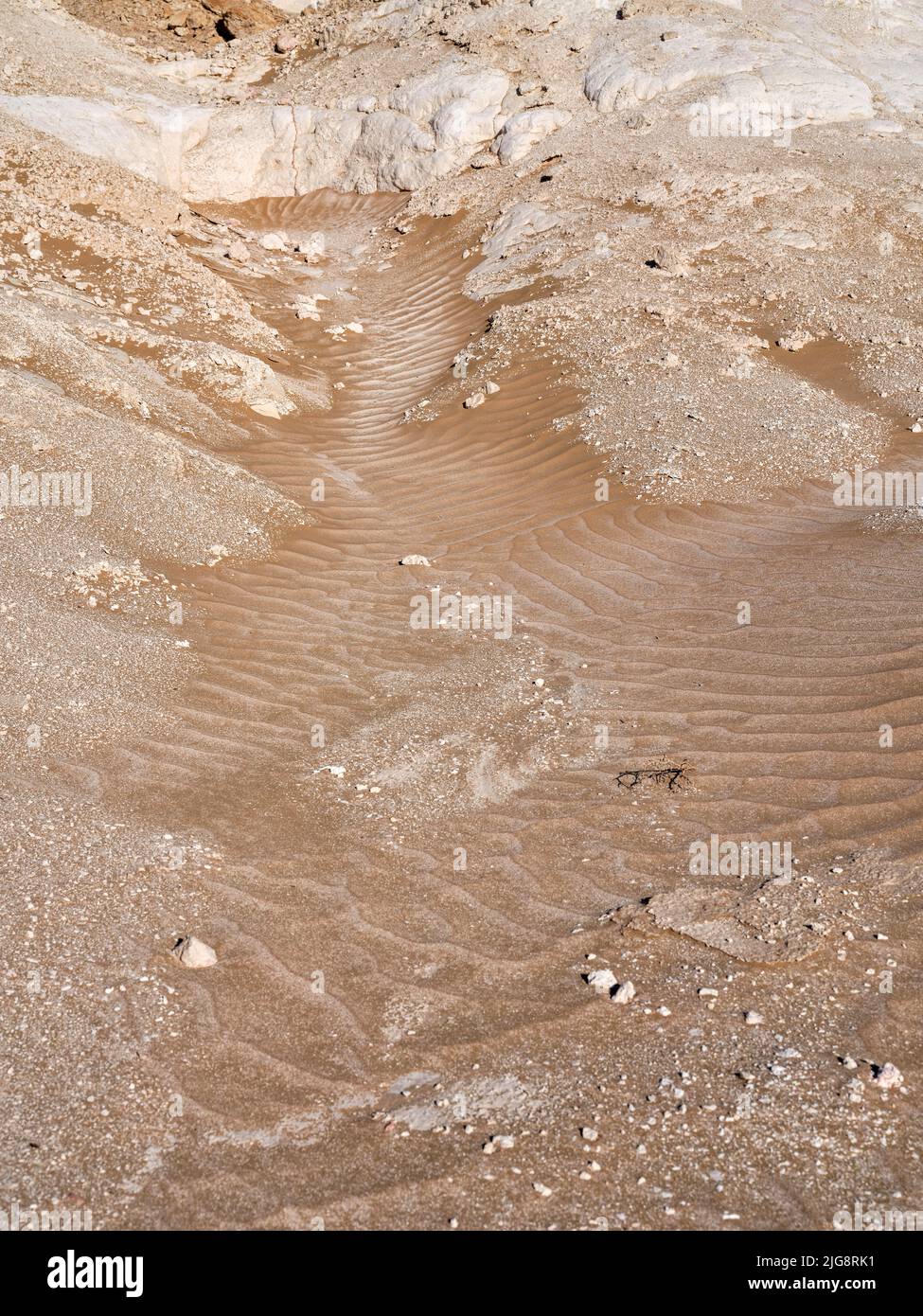 On the road in the Al Huqf, a stone desert between the Arabian Sea and ...