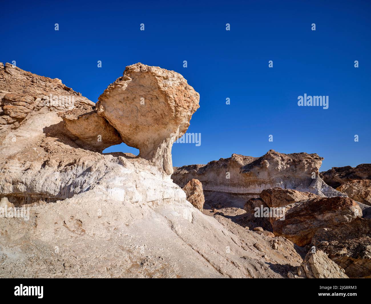 On the road in the Al Huqf, a stone desert between the Arabian Sea and ...