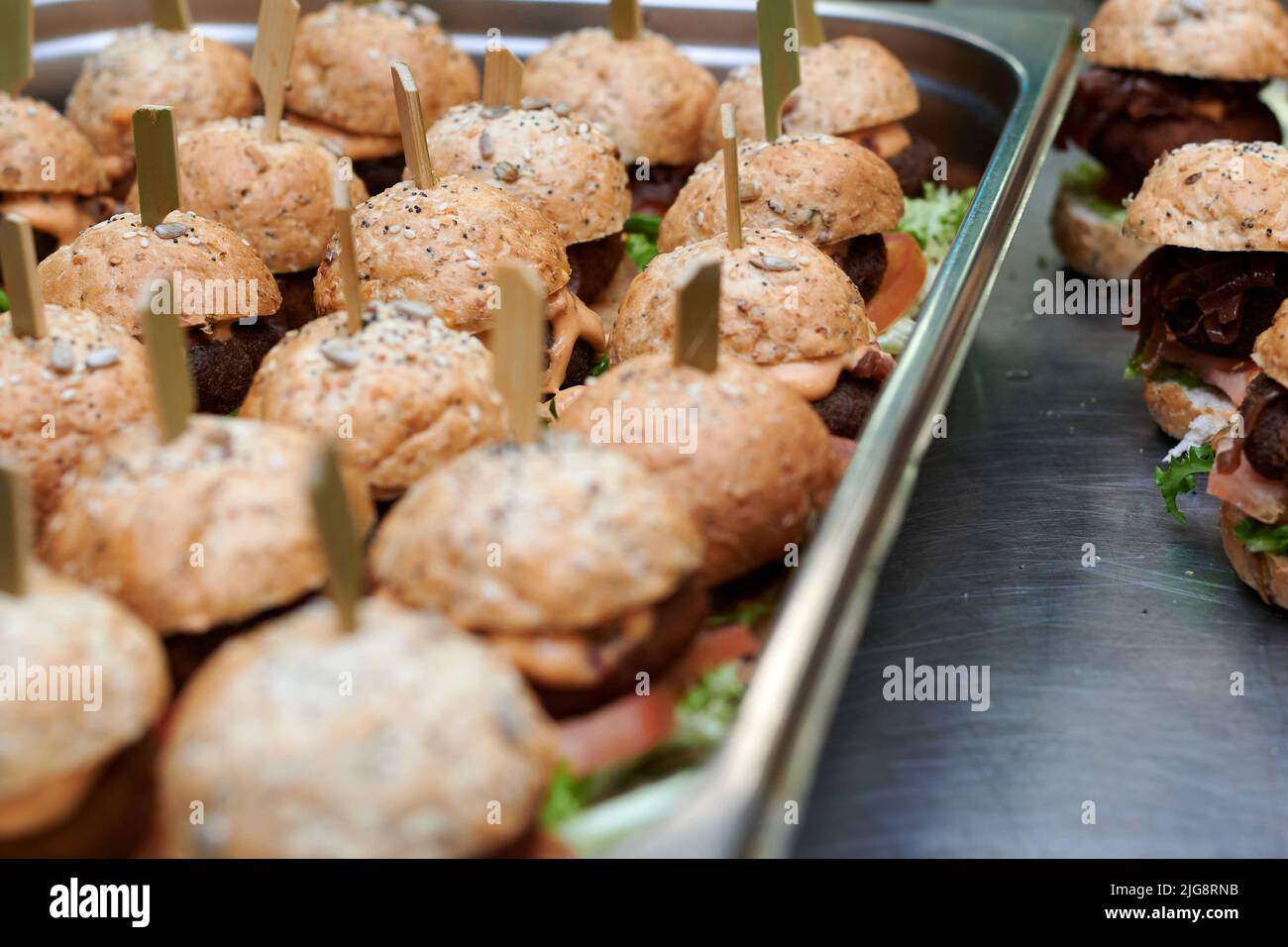 A closeup shot of the mini burgers Stock Photo - Alamy