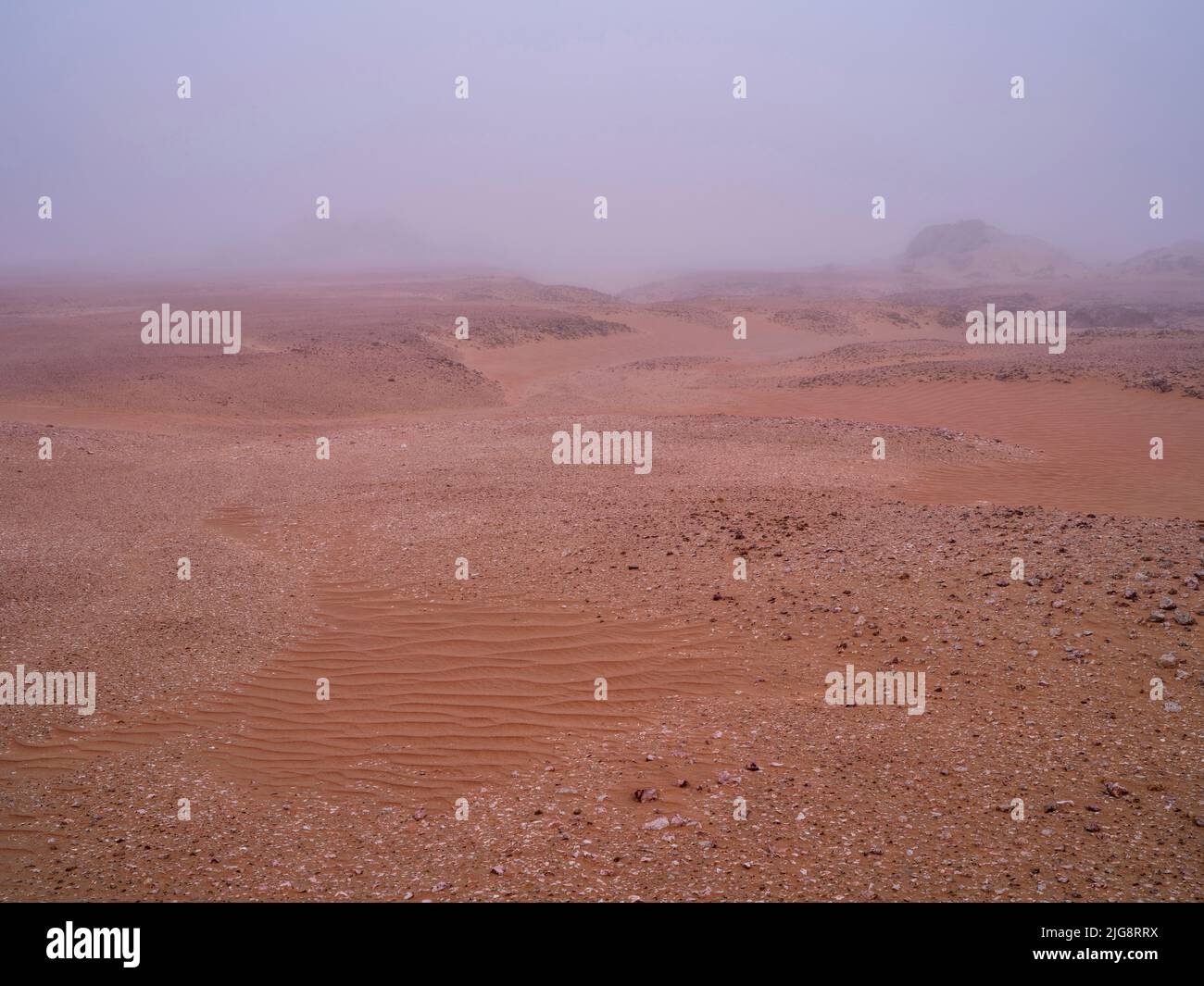 On the road in the Al Huqf, a stone desert between the Arabian Sea and ...