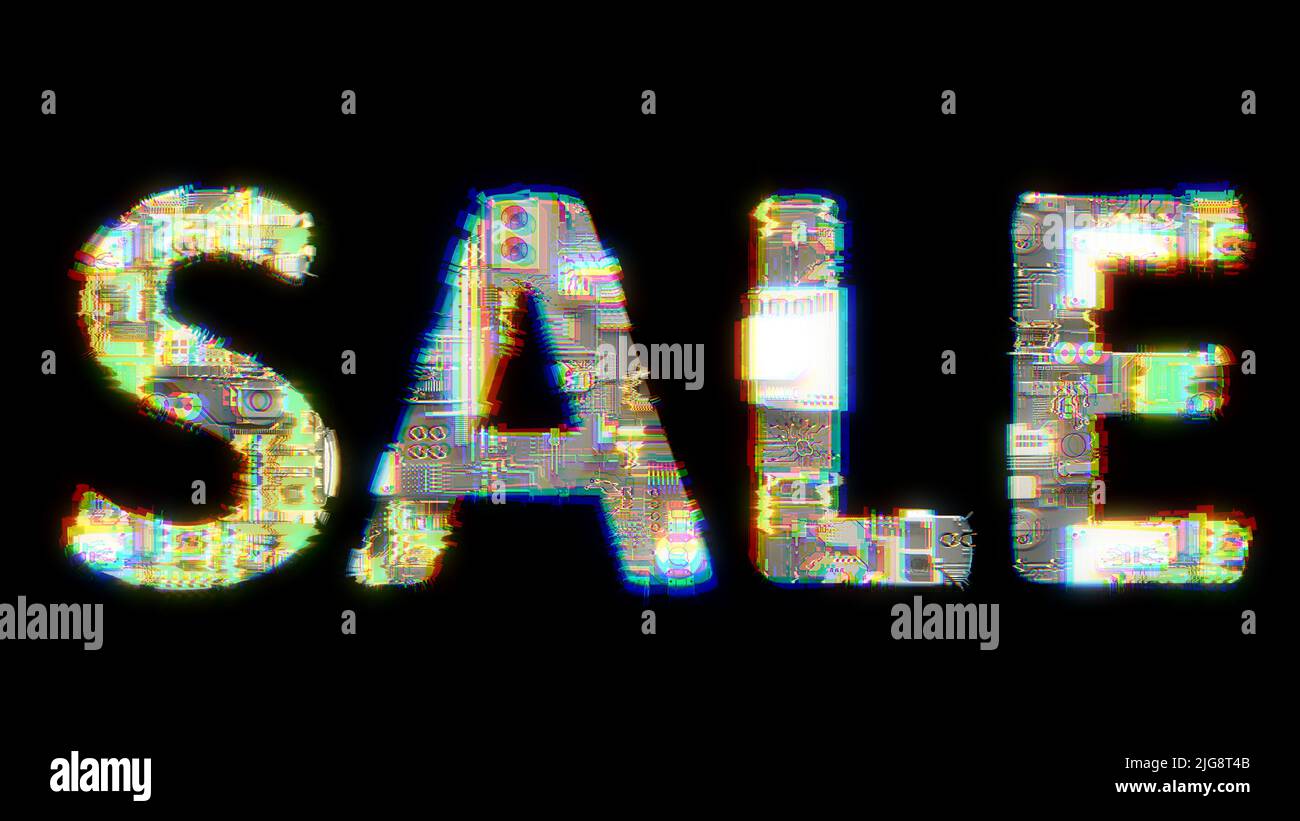 Glitch And Chromatic Aberrations Cybernetical Text Sale On Black