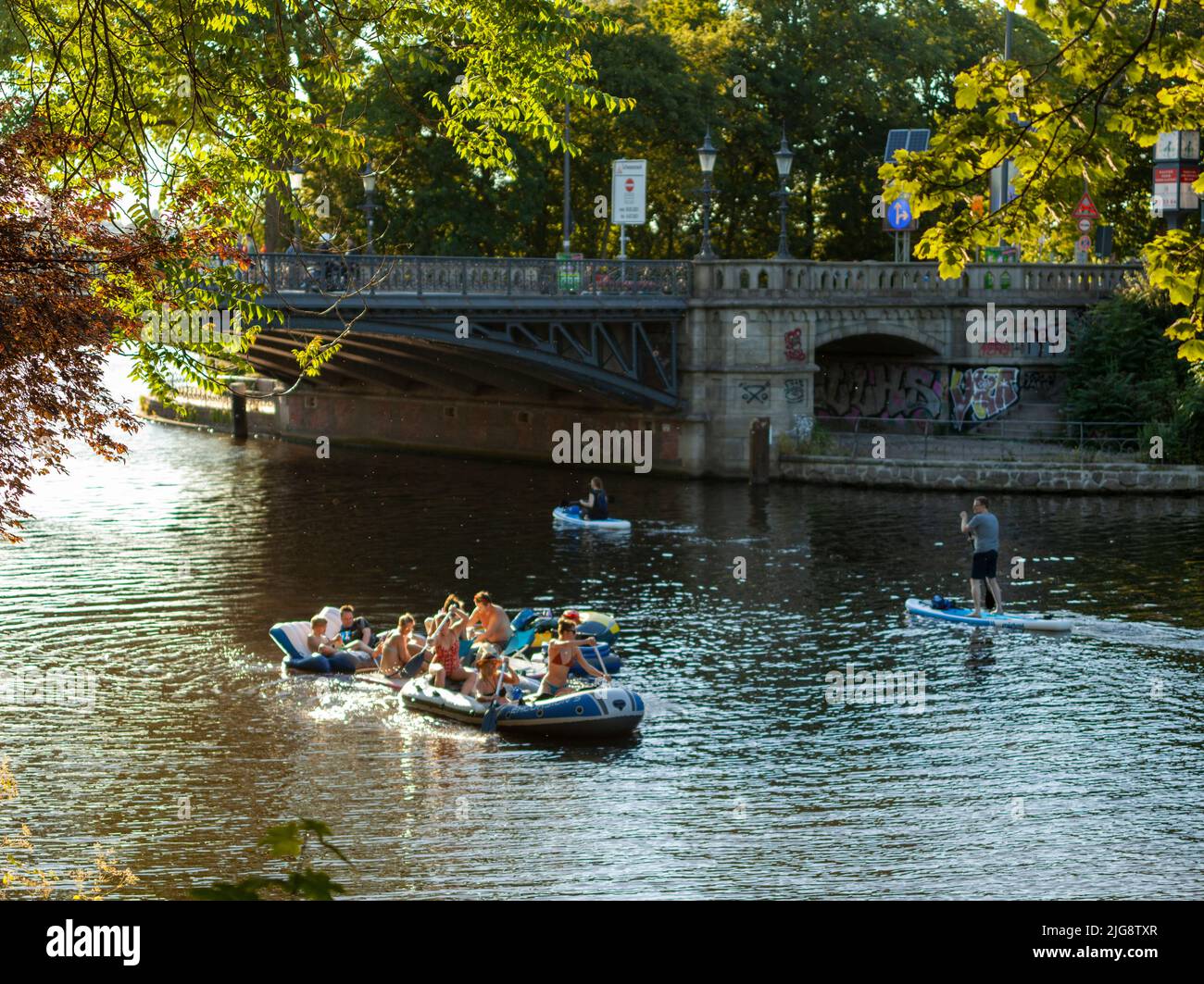 Mundsburg Canal in Hamburg Stock Photo - Alamy