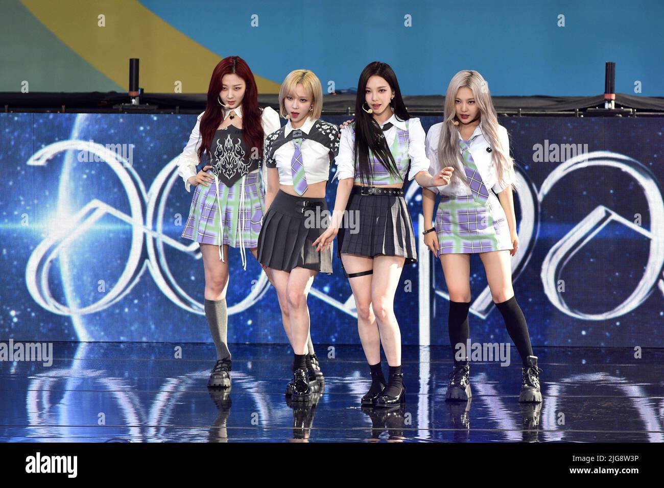 New York, NY, USA. 8th July, 2022. Aespa, Giselle, Winter, Karina, Ning Ning on stage for Aespa ...