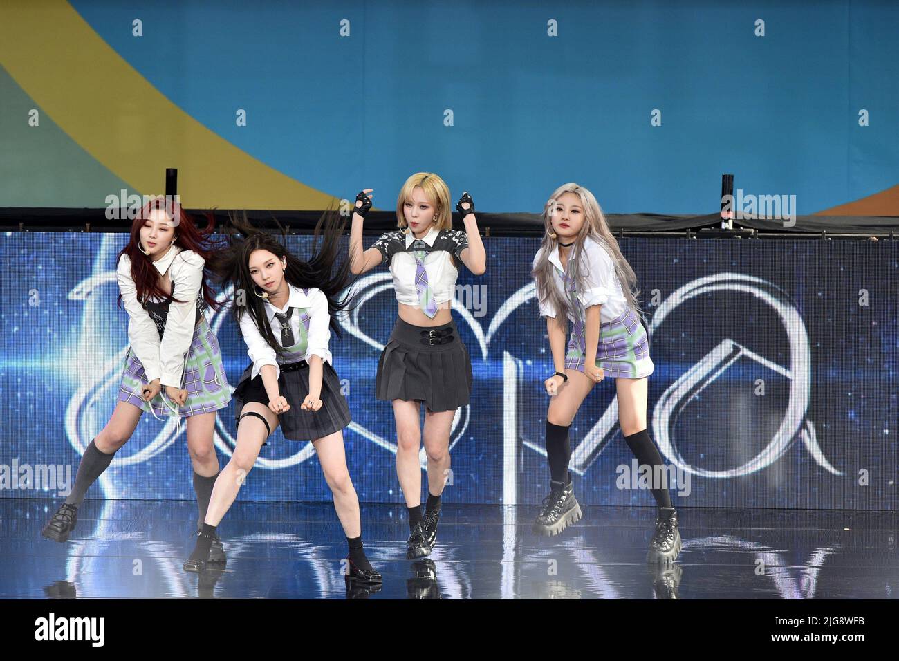 New York, NY, USA. 8th July, 2022. Aespa, Giselle, Karina, Winter, Ning Ning on stage for Aespa ...