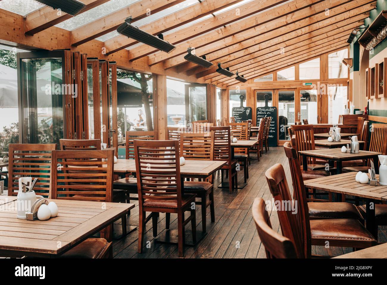 Prague, Czech Republic - July 2022. Interior design of pub, restaurant ...