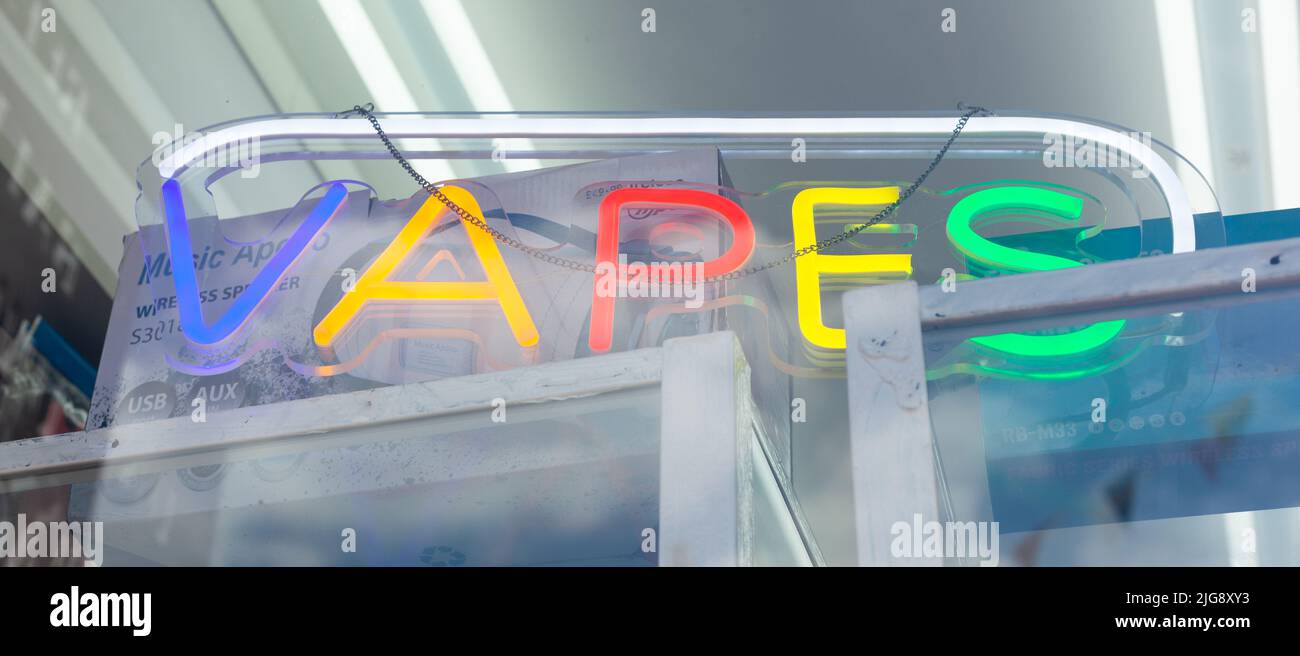 Abstract view of an LED Vape Sign Stock Photo - Alamy
