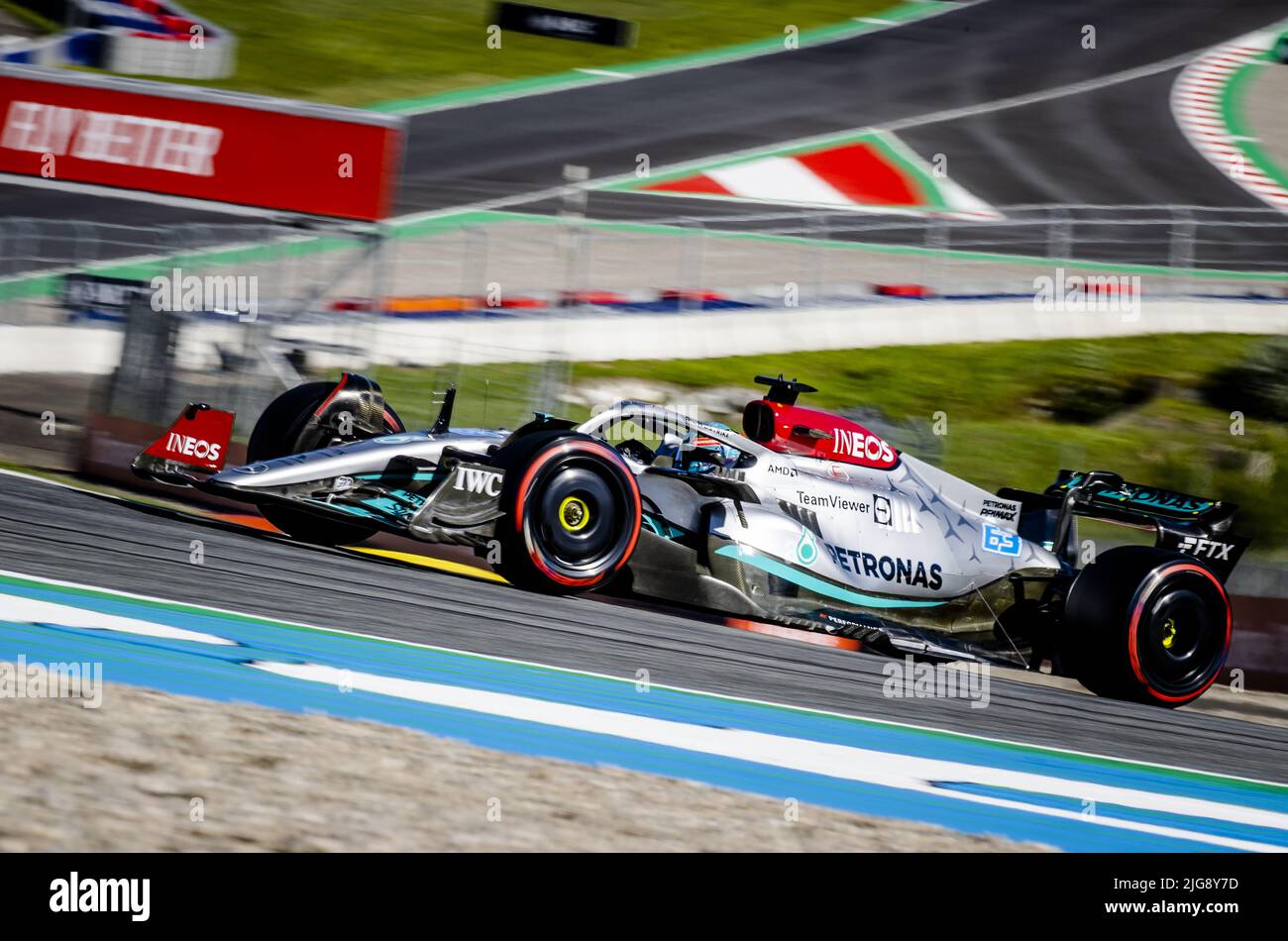 SPIELBERG - George Russell (63) with the Mercedes W13 during the ...