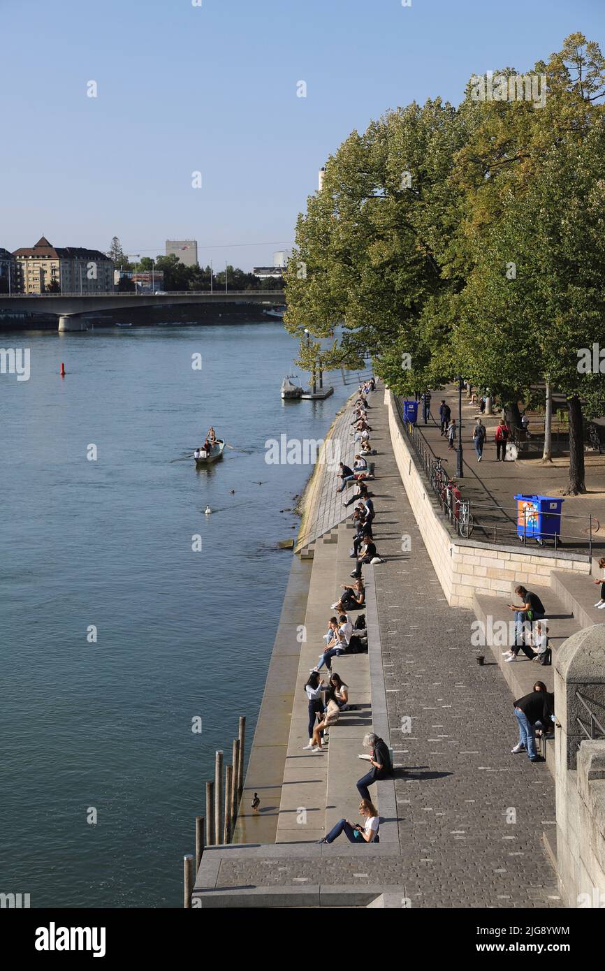 Switzerland, Basel, Unterer Rheinweg Promenade Stock Photo - Alamy