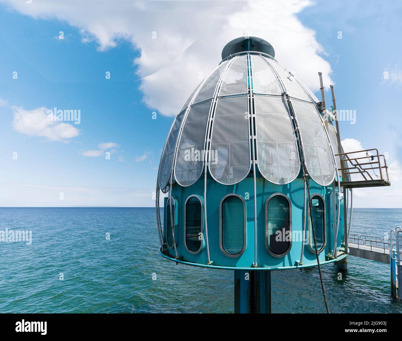 Diving bell at the pier in the baltic resort sellin hi-res stock ...
