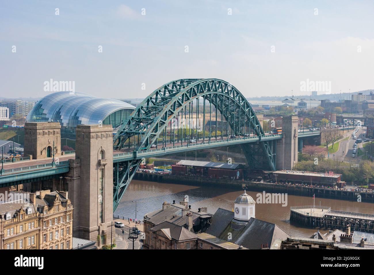 Newcastle upon Tyne UK: 15th April 2022 view of the famous Newcastle ...