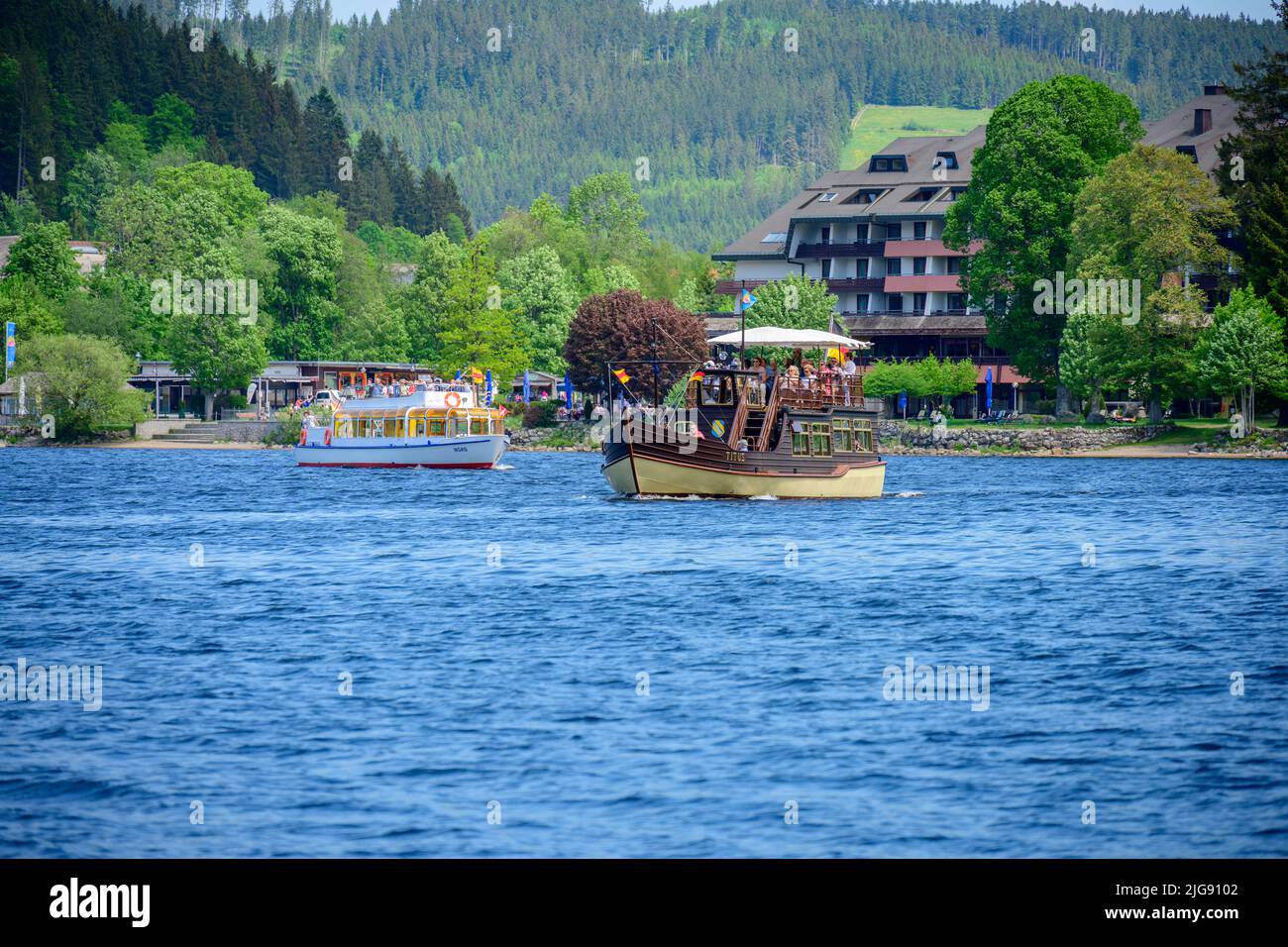 Germany, Baden-Wuerttemberg, Black Forest, Titisee, excursion boat on ...