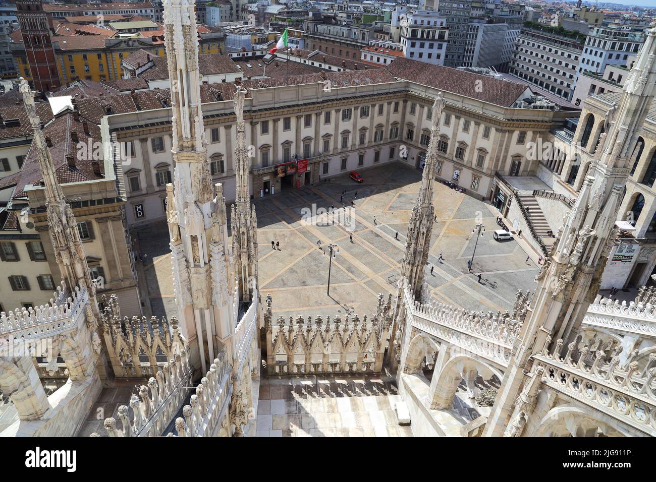 MILAN, ITALY - MAY 17, 2018: It is an aerial view of the Royal Palace ...