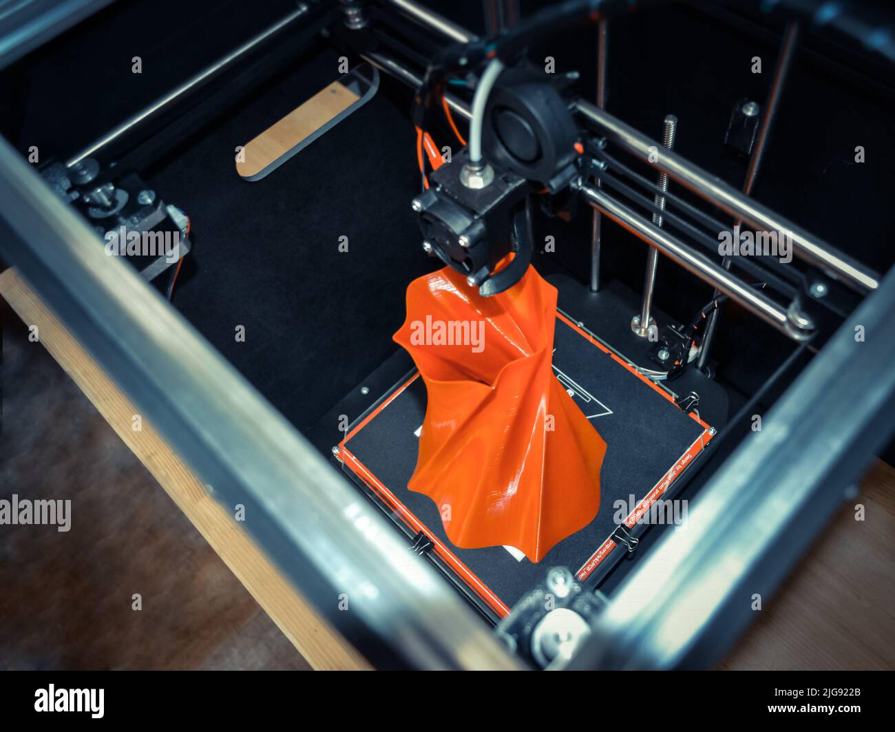 3D printer working close up. Automatic three dimensional 3d printer ...