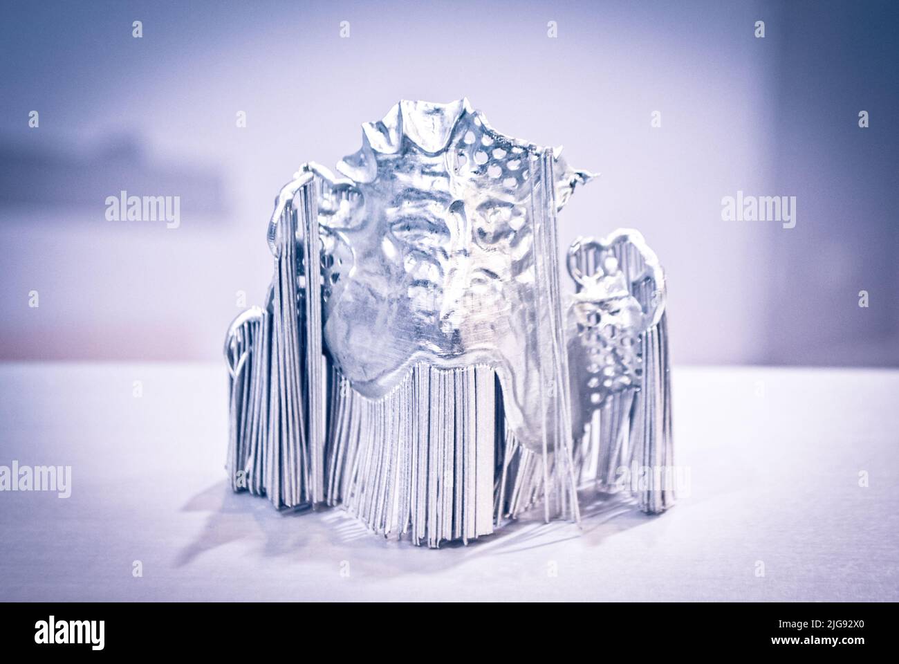 Object printed on metal 3d printer. Dental crowns printed in laser ...