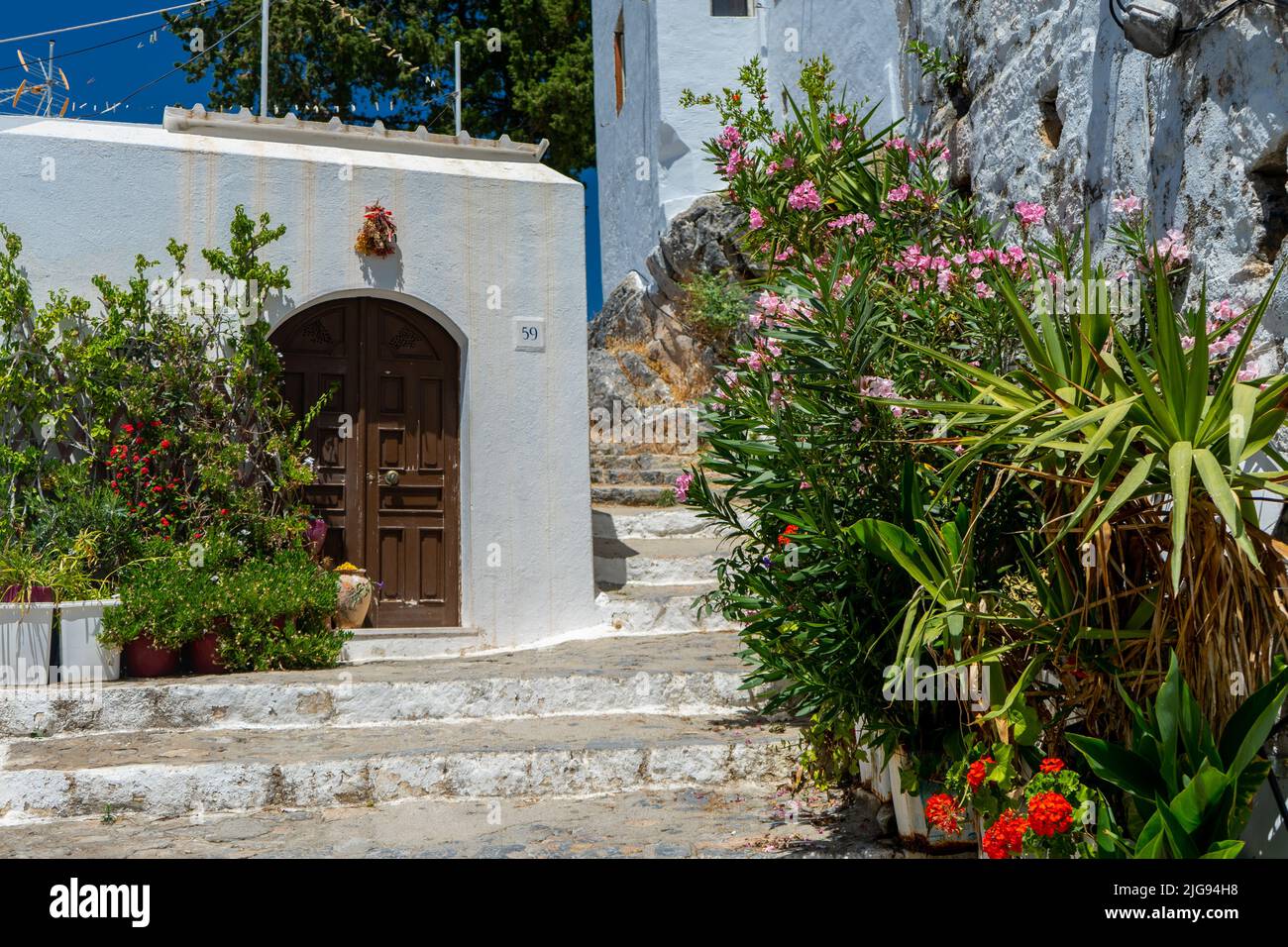Traditional Greek House in Lindos Stock Photo - Alamy