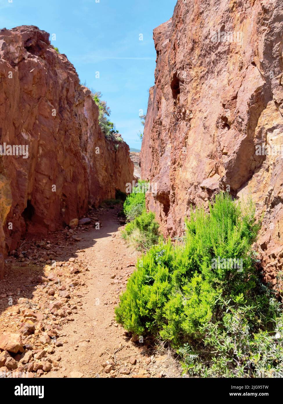 Rock breakthrough in the former ore mining on the island of Elba Stock ...