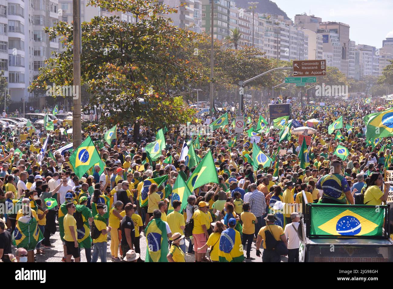 Supporters of the President of Brazil, Jair Bolsonaro, made an act in favor of the printed vote ...