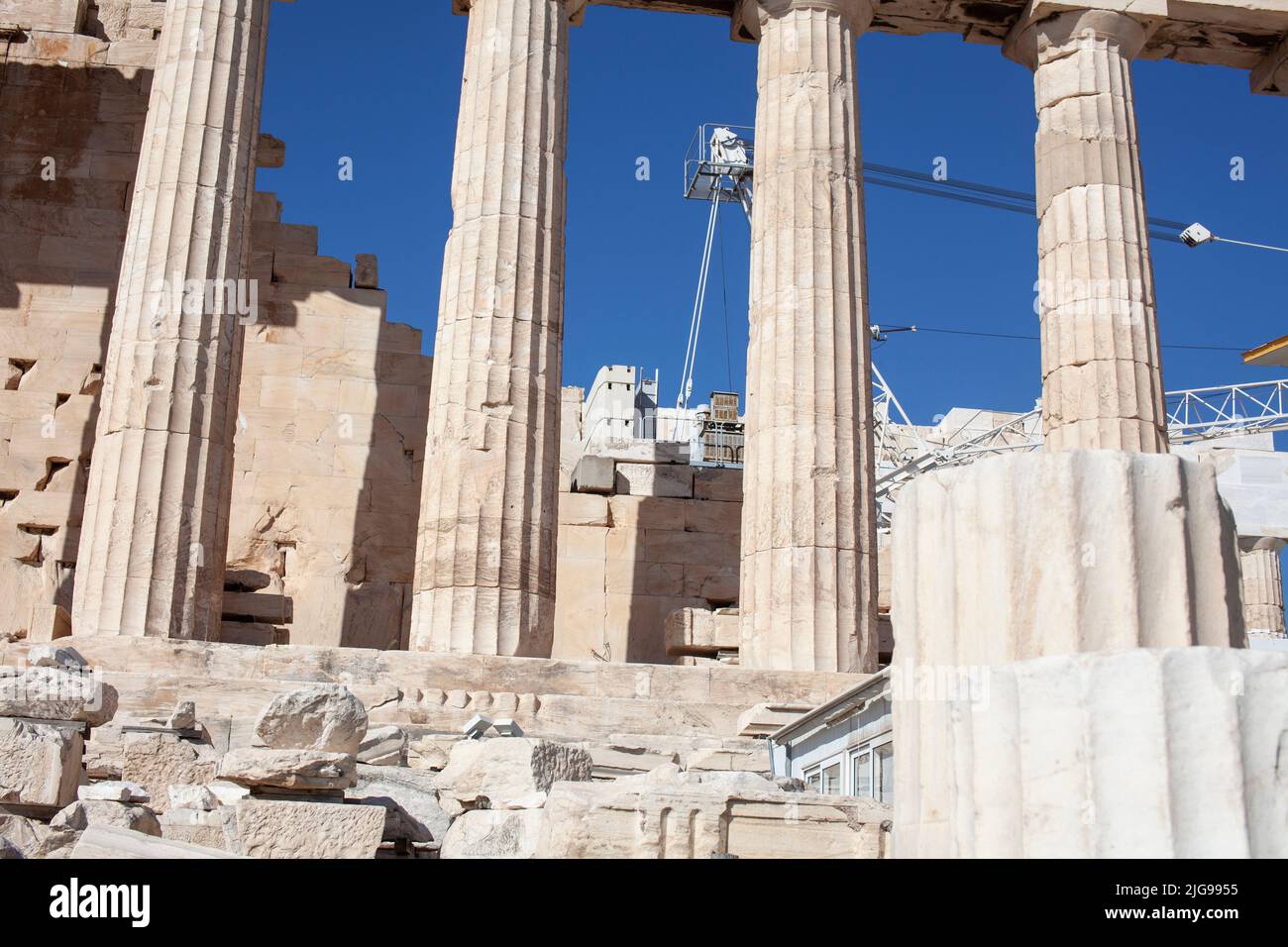 view on parthenone athens from small real parts, reconstruction in ...