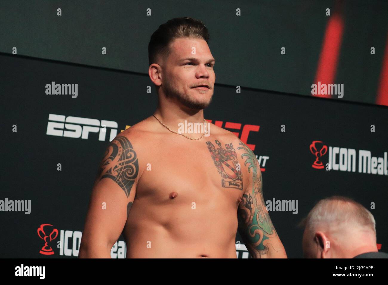 LAS VEGAS, NV - JULY 8: Chase Sherman poses on the scale during the UFC ...