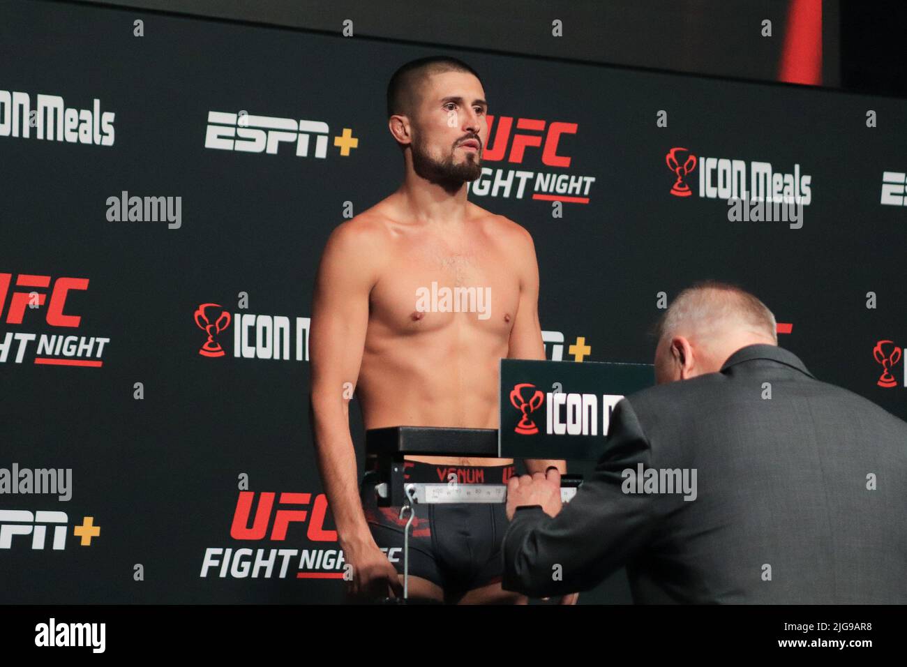 LAS VEGAS, NV - JULY 8: Ronnie Lawrence poses on the scale during the ...