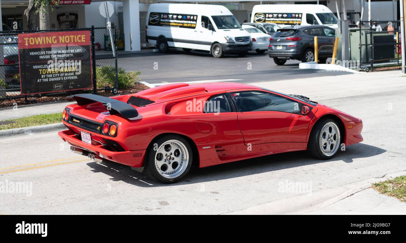Miami Beach, Florida USA - April 15, 2021: red Lamborghini diablo auto ...