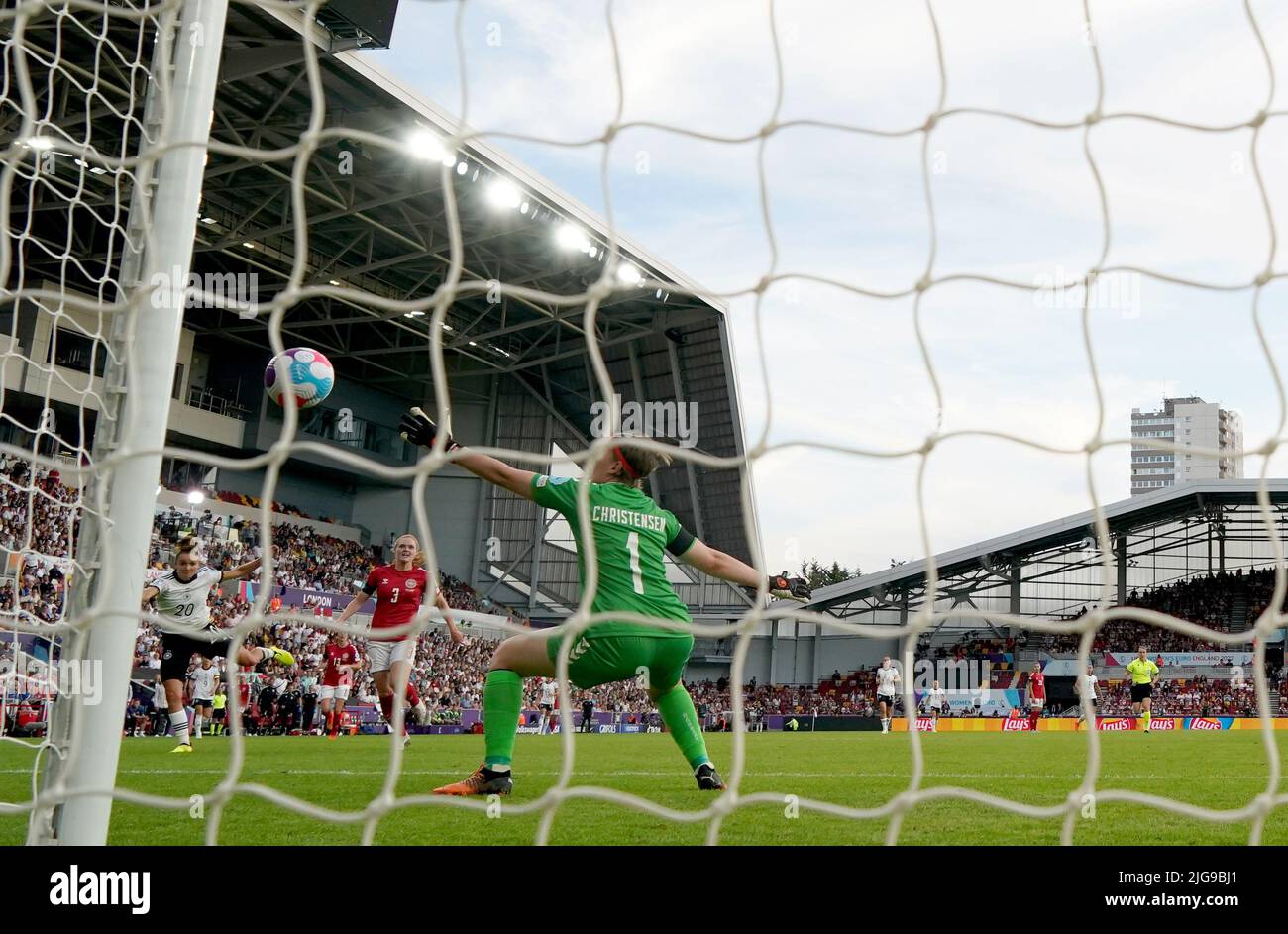Germany’s Lina Magull has an attempt on goal which is stopped by ...