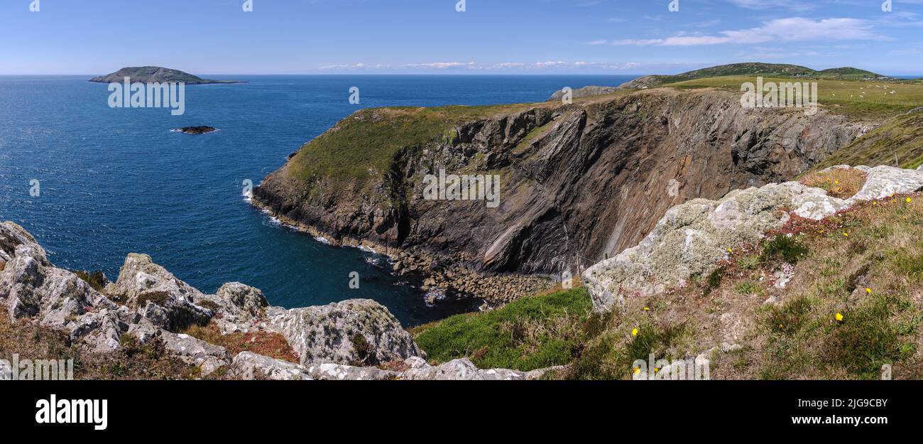 View of Bardsey Island and Carreg Ddu across Bardsey Sound from Pen y ...